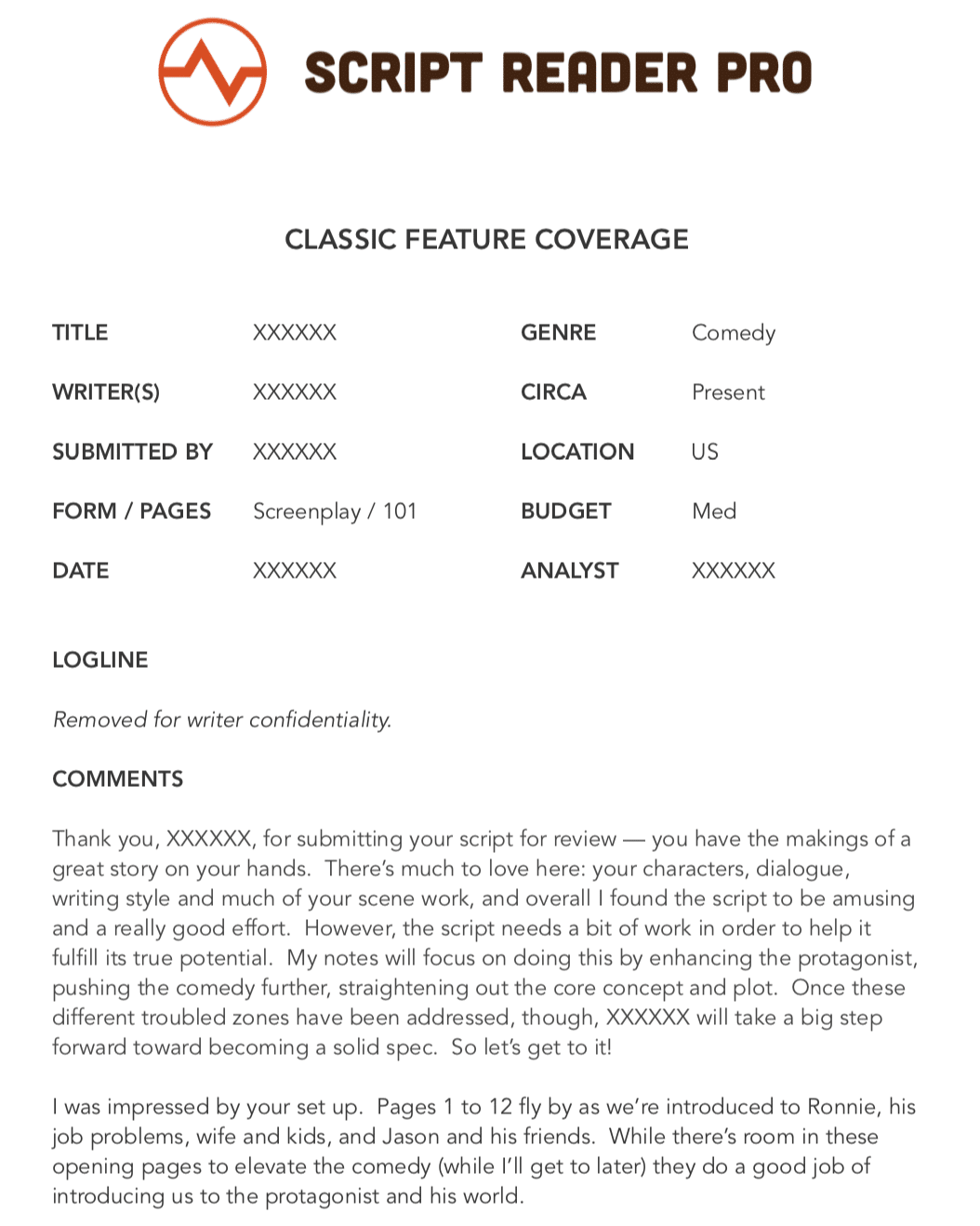 Script Coverage Example And Script Report Sample Free Downloads