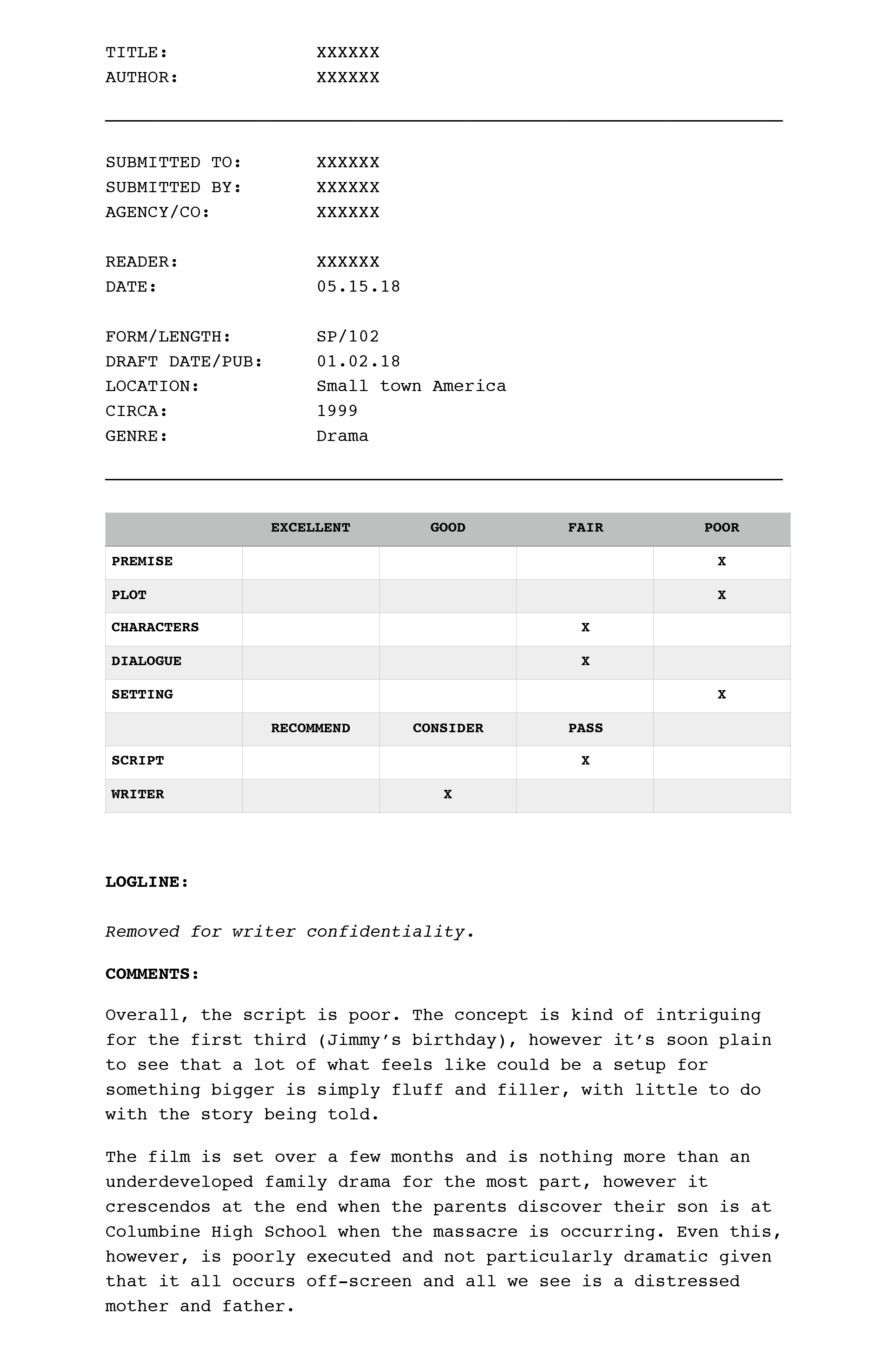 Script Coverage Example And Script Report Sample Free Downloads 